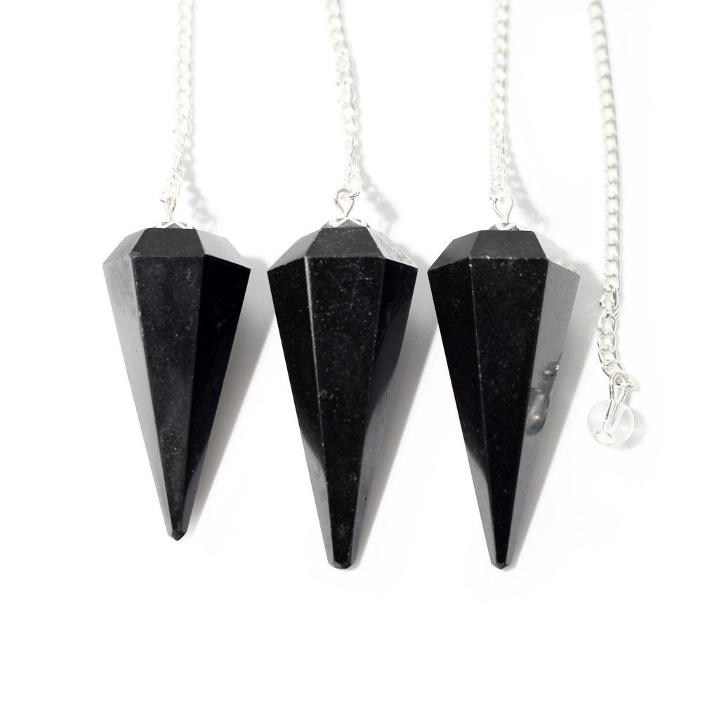 Black Tourmaline Pendulum 6 Facet & Bead - 3 Pack – Stonebridge Imports